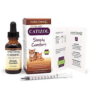 Amber NaturalZ Catizol Simply Comfort Herbal Supplement for Cats | Feline Support for Occasional Discomforts and Normal Body Temperature | 1 Fluid Ounce Glass Bottle | Manufactured in The USA