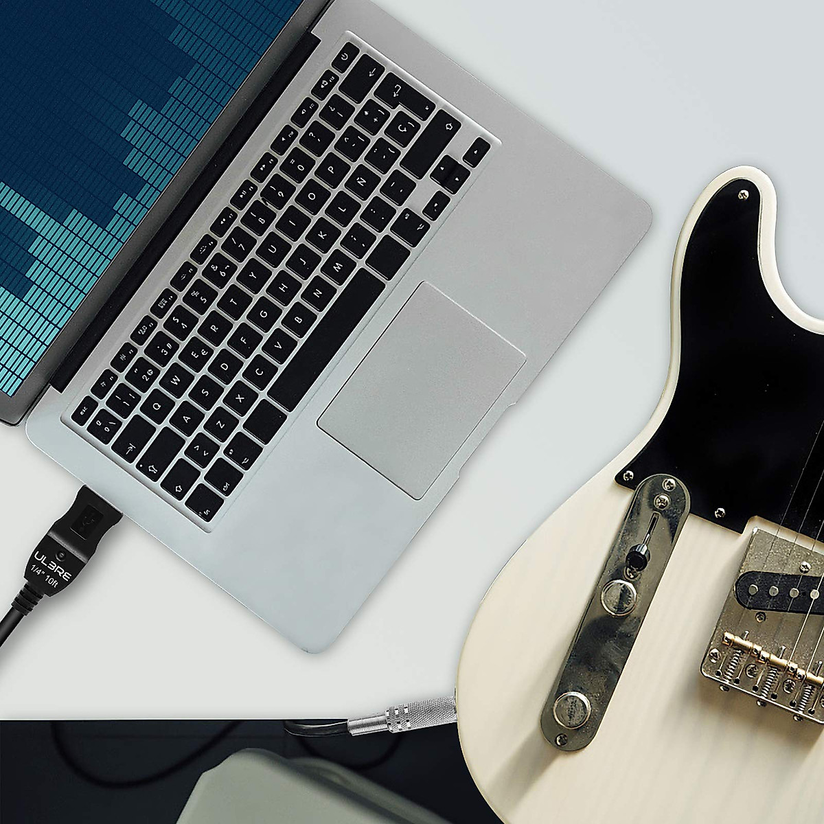 USB Guitar Cable Guitar Cord 10FT USB Male to 1/4 Inch TS Mono Jack Connector Cord Compatible Windows and MacOS Guitar Base to PC USB Connection Cable Adapter for Recording Instrument Singing