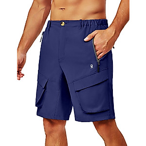 Little Donkey Andy Men's Stretch Quick Dry Cargo Shorts for Hiking, Camping, Travel Navy Size L