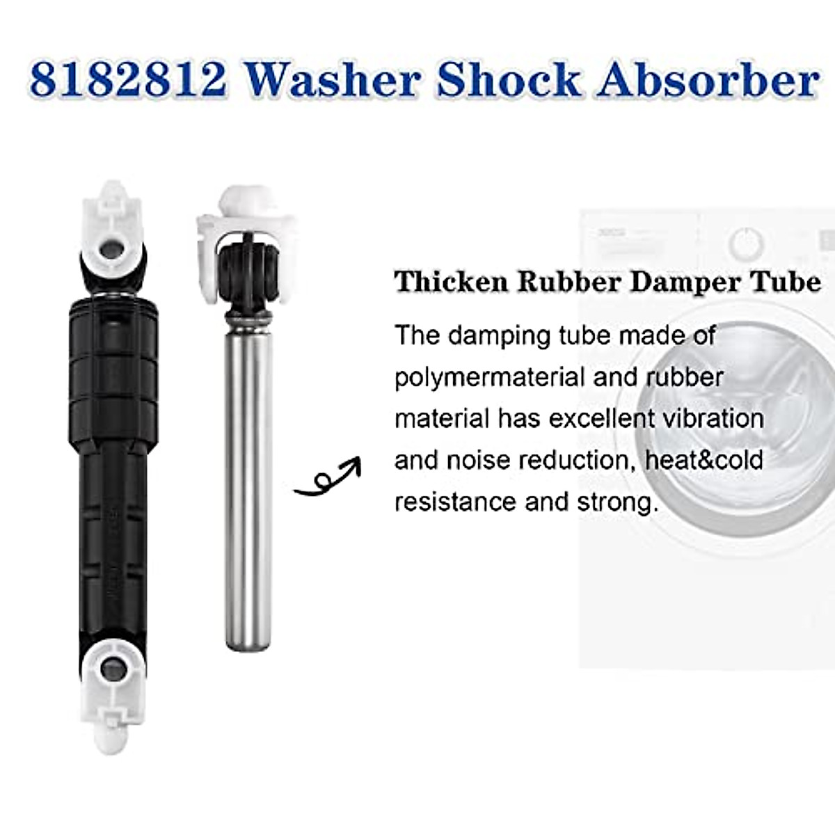 W10822553 8182812 Washer Shock Absorber Replacement for Amana Kenmore Whirlpool Duet Shock Absorbers Replace W10015830 W10261477 W10822553VP AP5985209 PS11723173 (4 Pack) 5-YEARS WARRANTY