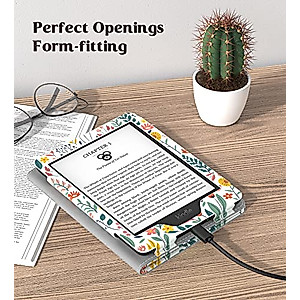 MoKo Case Fits All-New 6" Kindle (11th Generation, 2022 Release)/ Kindle (10th Gen,2019)/Kindle (8th Gen, 2016), Ultra Lightweight PU Shell Cover with Auto Wake/Sleep for Kindle 2022, Flowers
