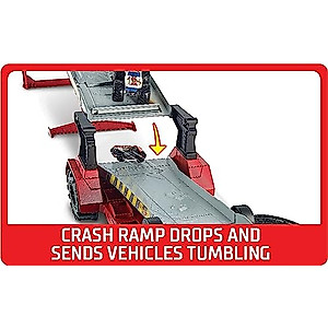Hot Wheels Monster Trucks Down Hill Race & Go Playset with 1:64 Scale Bone Shaker Toy Truck & 1:64 Scale Toy Car