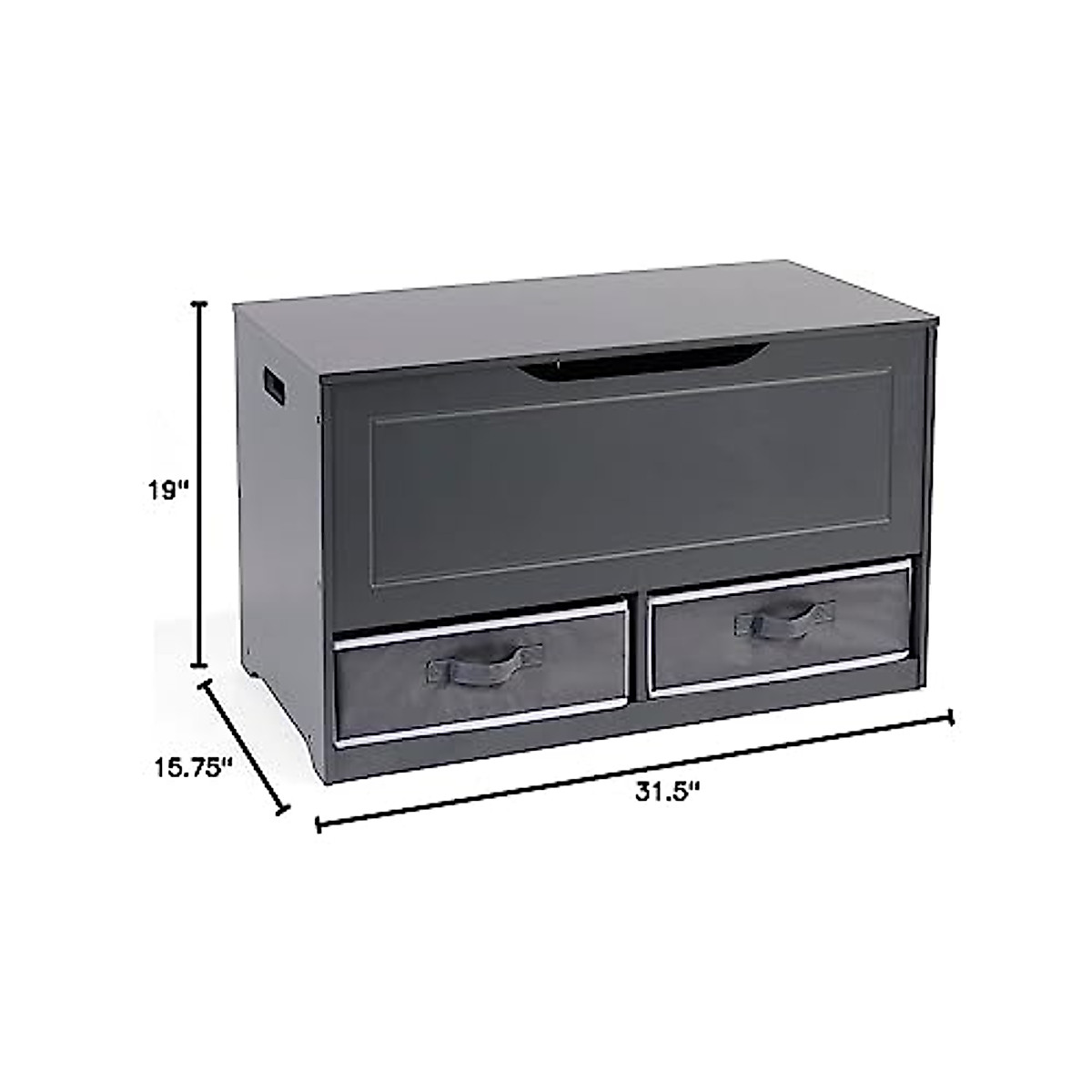 Badger Basket Kid's Up & Down Toy Box and Organizer with Two Reversible Fabric Bins - Dark Gray