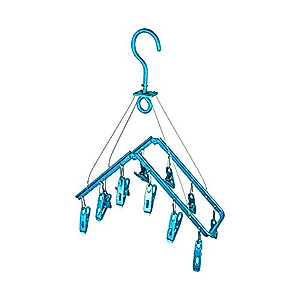 KANGCAI Underwear Hangers for Drying Metal Clothes Drying Rack, Laundry Drying Racks,Drying Racks, Foldable Laundry Clips,Small Drying Clothes, pins, Clips for Apartments （Blue）