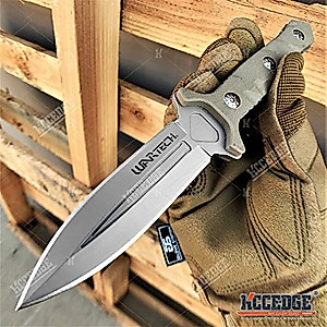 Hunting Knife Tactical Knife Survival Knife 8" Fixed Blade Knife w/ Molle Compatible Pressure Retention Sheath Camping Accessories Survival Kit Survival Gear Tactical Gear 79965 (Desert Tan)