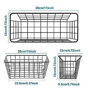 MaraFansie Hanging Kitchen Baskets Wire Storage Basket Adhesive Basket Over the Cabinet Door Organizer No Drilling, for Cabinet Pantry Organization and Kitchen, Bathroom, Storage, 2 Pack, Black