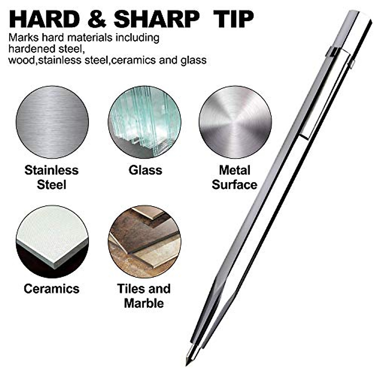 AVIDE Tungsten Carbide Tip Scriber, Metal Etching Pen Carve Engraver Scribe Tools for Stainless Steel, Ceramics, Glass, Metal Sheet and Gold/Welding(6 Pack)