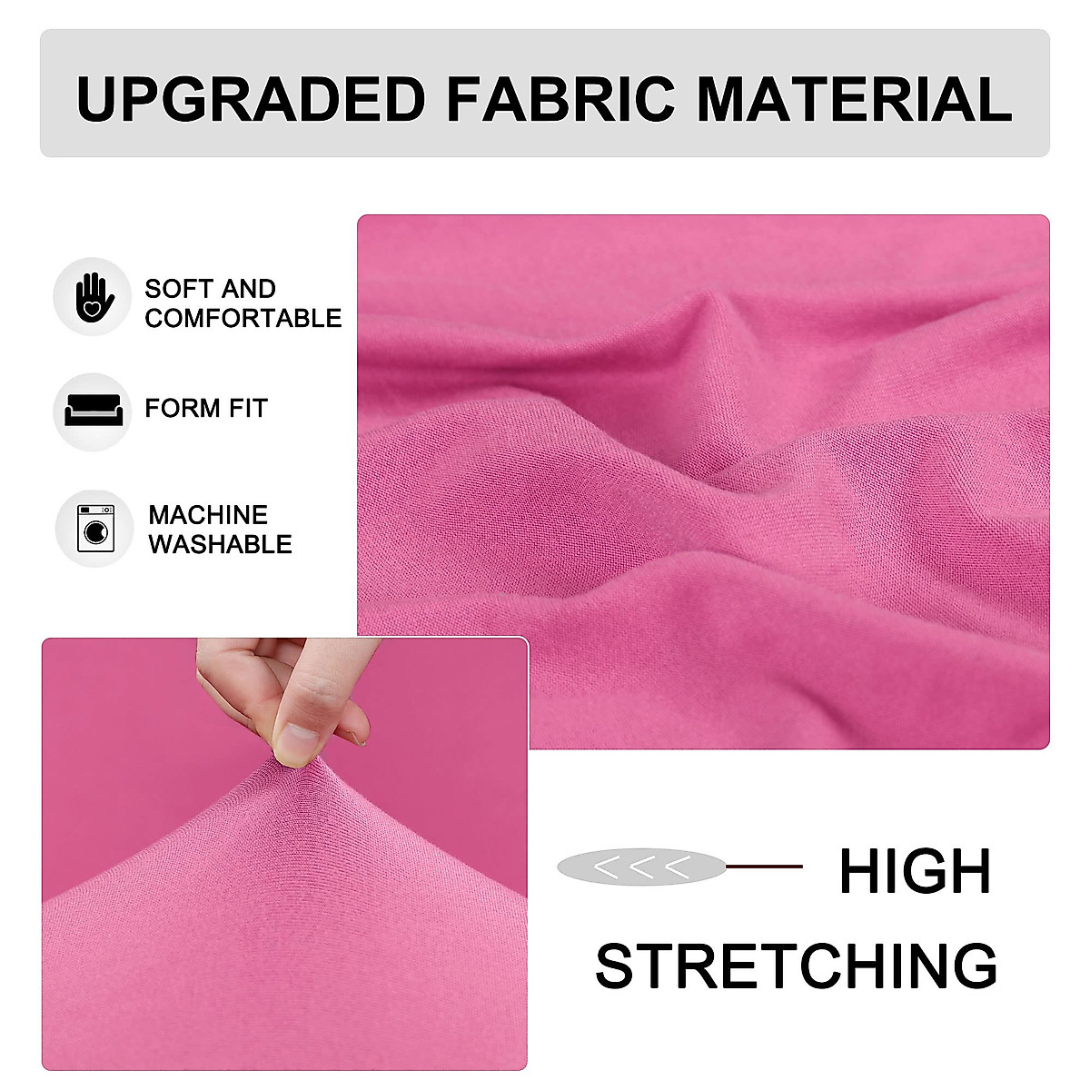 uxcell Stretch Sofa Cover Couch Covers Solid Classic for Sofas Loveseat Armchair Universal Elastic Polyester Furniture with One Pillowcase X-Large Fuchsia