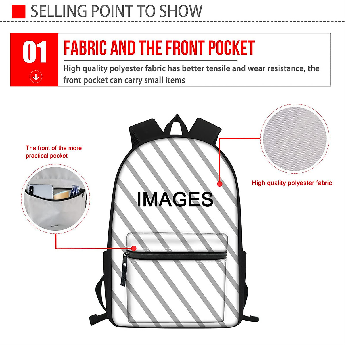 doginthehole Middle School Backpack School Bag for Kids Girls Boys, Lightweight Travel Daypack Bookbag Art Watercolor Horse Design Rucksack Lunch Box Pencil Bag, Set of 3