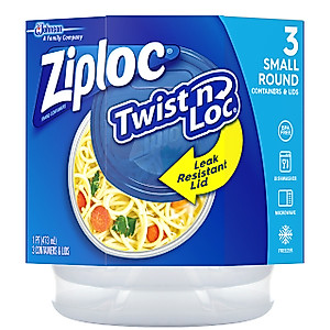 Ziploc Twist N Loc Containers, Small 3 Containers and 3 Lids (Pack of 2)