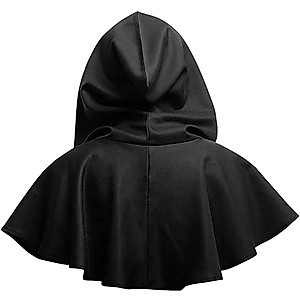 HAXICO Halloween Grim Cowl Cloak Medieval Wicca Pagan Hood Hat Cosplay Costumes Hooded Poncho for Men Women Black