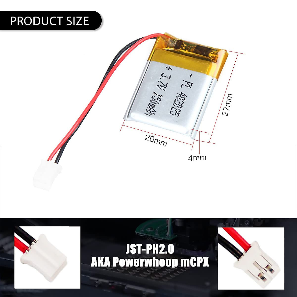 YDL 3.7V 402025 150mAh Lipo battery Rechargeable Lithium Polymer ion Battery Pack with PH2.0mm JST Connector