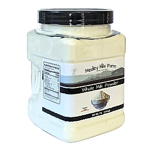 Whole milk powder By Medley Hills Farm in Reusable Container 1 lb. - Great dry milk powder for baking - whole powdered milk - Product of USA