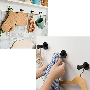 ZPJWYME 6 Pcs Towel Hooks Matte Black 2.2" Round Towel Holder 304 Stainless Steel Robe Hook Holder Robe Hook for Wall Clothes Wall Hooks for Bathroom Kitchen Bedroom