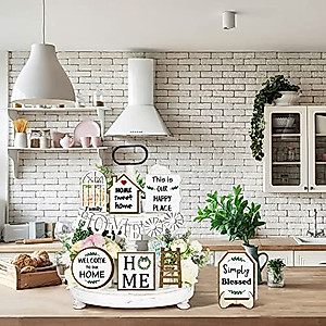 13 Pcs Farmhouse Tiered Tray Decor Farmhouse Home Decor Rustic Wooden Tray Decor Items Mini Signs Home Kitchen Table Decoration for Country House Family Shelf Housewarming Gift Accessories