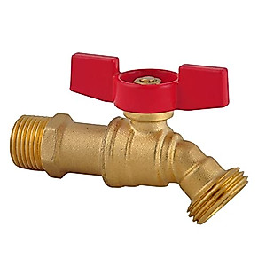 Male Hose Bibb 1/2" MIP X 3/4" MHT with 1/4 Turn Shut Off with T-Handle (2-Pack)