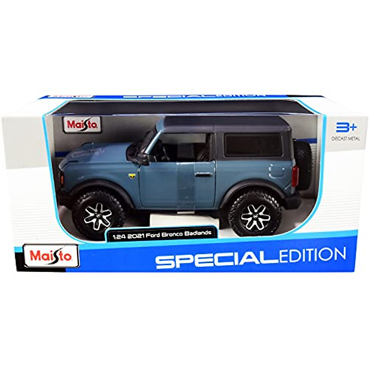 2021 Ford Bronco Badlands Blue with Black Top Special Edition 1/24 Diecast Model Car by Maisto 31530