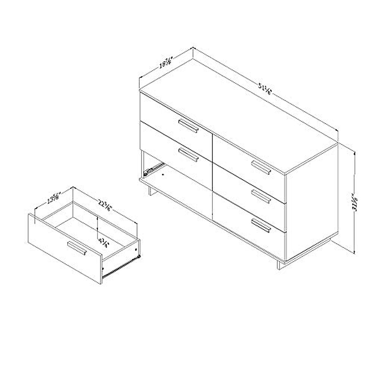 South Shore Cavalleri 6-Drawer Double Dresser, Gray Maple