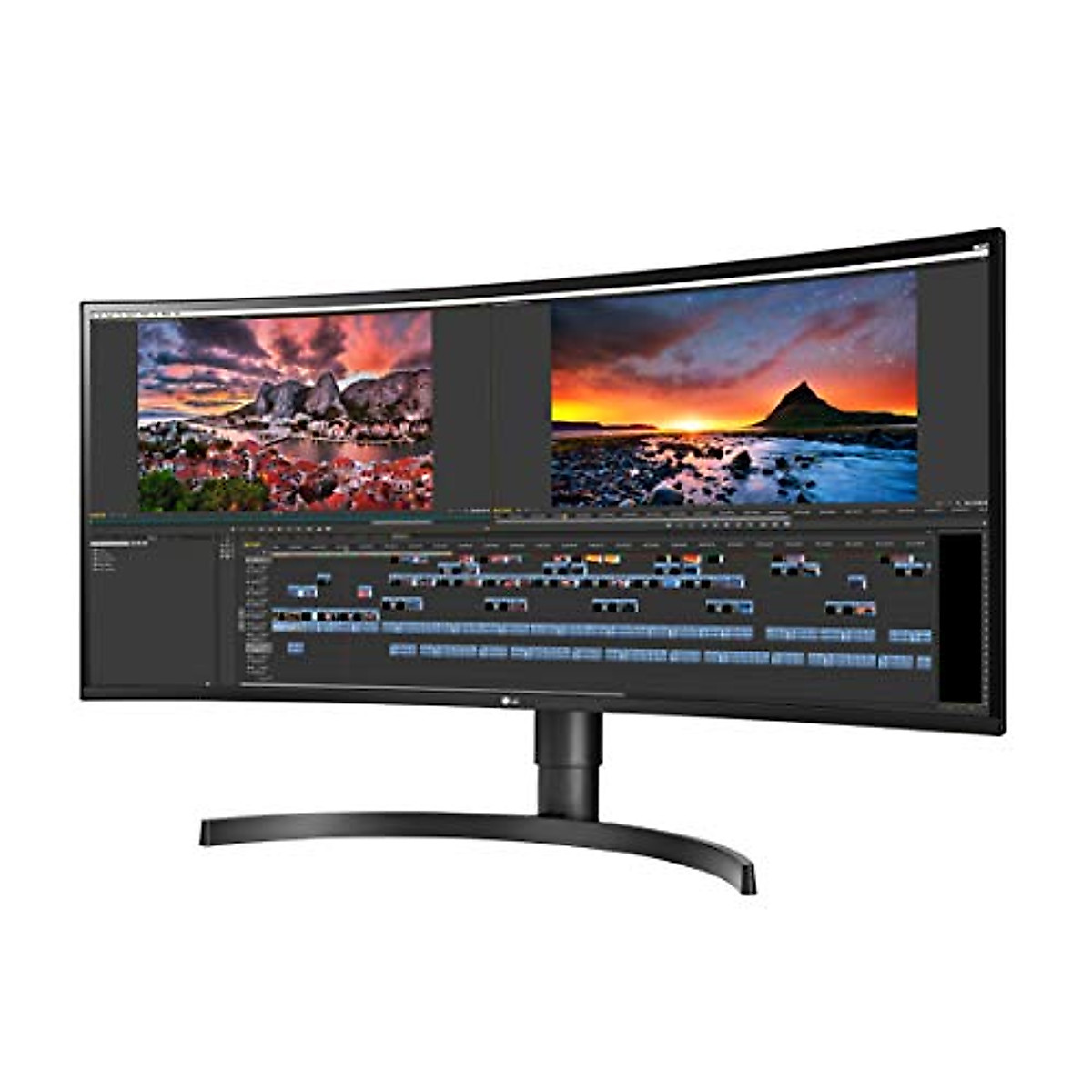 LG 34WN80C-B UltraWide Monitor 34” 21:9 Curved WQHD (3440 x 1440) IPS Display, USB Type-C (60W PD) , sRGB 99% Color Gamut, 3-Side Virtually Borderless Design, Tilt/Height Adjustable Stand - Black