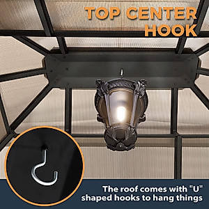 HAPPATIO Hardtop Gazebo, 10'x 12' Polycarbonate Double Roof Aluminum Furniture Gazebo, Outdoor Canopy with Netting and Curtains for Backyard, Patio, Parties, Lawns (Brown)