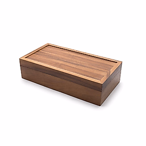 Ironwood Gourmet Rectangular Vauxhall Double Tea Box, Acacia Wood,Brown, 10 Compartment