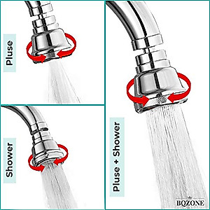 BQZONE Kitchen Sink Faucet Sprayer Attachment, Movable Kitchen Tap Head, 360° Rotatable Anti-Splash Faucet Nozzle Head, Water Saving Kitchen Sink Faucet Sprayer Head Replacement(Chrome)
