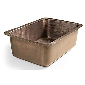 Monarch Abode 17098 Pure Copper Hand Hammered Milan Single Bowl Kitchen Sink (21 inches)