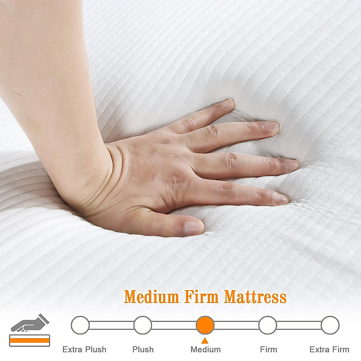 MATERESSES Full Size Mattress 10 Inch Memory Foam Mattress Medium Firm Mattress in a Box, Pressure Relief, CertiPUR-US Certified, Fiberglass Free, White Grey