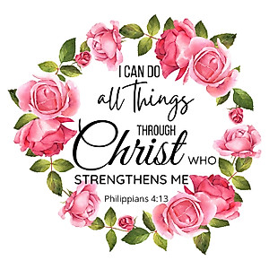 Fabric Panel 16"x16" Bible Verse 100% Cotton Quilting Panel Square Philippians 4:13 AM340