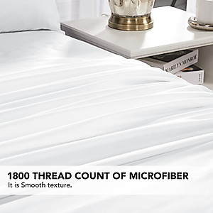 Deconovo Bed Sheets White Full Size Sheet Sets Microfiber 16" Deep Pocket 1800 Thread Count Luxury Comfort Bedding Silky Soft Touch 4 Pieces Pillowcases Flat Sheet & Fitted Sheet