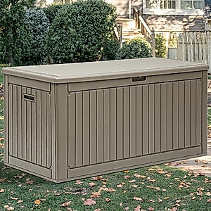 YITAHOME 260 Gallon Double-Wall Deck Box with Divider & Side Handles, Outdoor Large Storage for Patio Furniture Cushions, Garden Pool Accessories, Water Resistant & Lockable