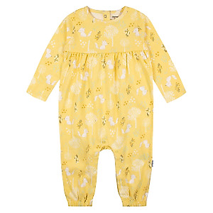 Gerber Baby Girls' 2-Pack Long Sleeve Jumpsuit, Green Yellow Fox, 6-9 Months