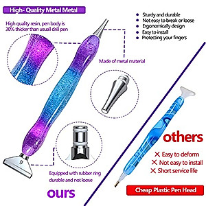 16pcs Silver Metal Tips Diamond Painting Pen Kits, 6pcs Stainless Steel Tips, 6 Glue Clays, 2 Finger Sleeves , 5D Diamond Painting Accessories Tools for DIY Craft, Comfort Grip and Faster Drilling