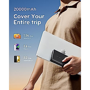 Charmast 100W Laptop Power Bank, 20000mAh Portable Laptop Charger with USB C Port, PD/QC Fast Charging Slim Battery Pack Compatible with iPhone, MacBook, Dell, IPad, Samsung, Switch, HP, Pixel, etc.