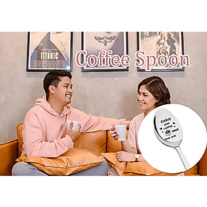 Enjoy Your Coffee Spoon Gift for Best Friends Boyfriend Husband Anniversary Birthday Gifts for BFF Bestie Funny Coffee Stir Spoons Gift for Coffee Lovers Women Men