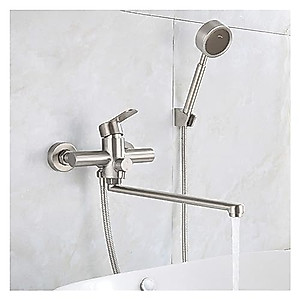 LDYXPHMCY Bath Faucet with Shower Faucet Wall Hanging Hot and Cold Water Extended Nozzle Kitchen Pressurized Spray Gun Set Bathroom Faucet(C Set Meal)