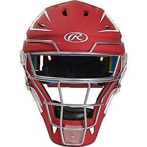 Rawlings | MACH Catcher's Helmet | Baseball | Junior (6 1/2" - 7") | Scarlet/White