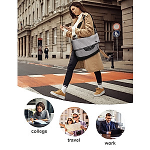 Messenger Bag for Women Crossbody, 2 in 1 Convertible Laptop Tote Bags 15.6 Inch Computer Briefcase Carrying Case with Shoulder Strap, Large Handbags Stylish Lady Satchel for Travel Work, Grey