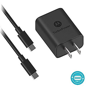 Motorola TurboPower 27 PD Charger w/ 3.3ft (1m) USB-C to C cable for Moto Z/Z2/Z3/Z4/X4/G7/G7 Play/G7 Plus/G7 Power/G6/G6 Plus[Not for G6 Play]- Power Delivery (Retail Box)