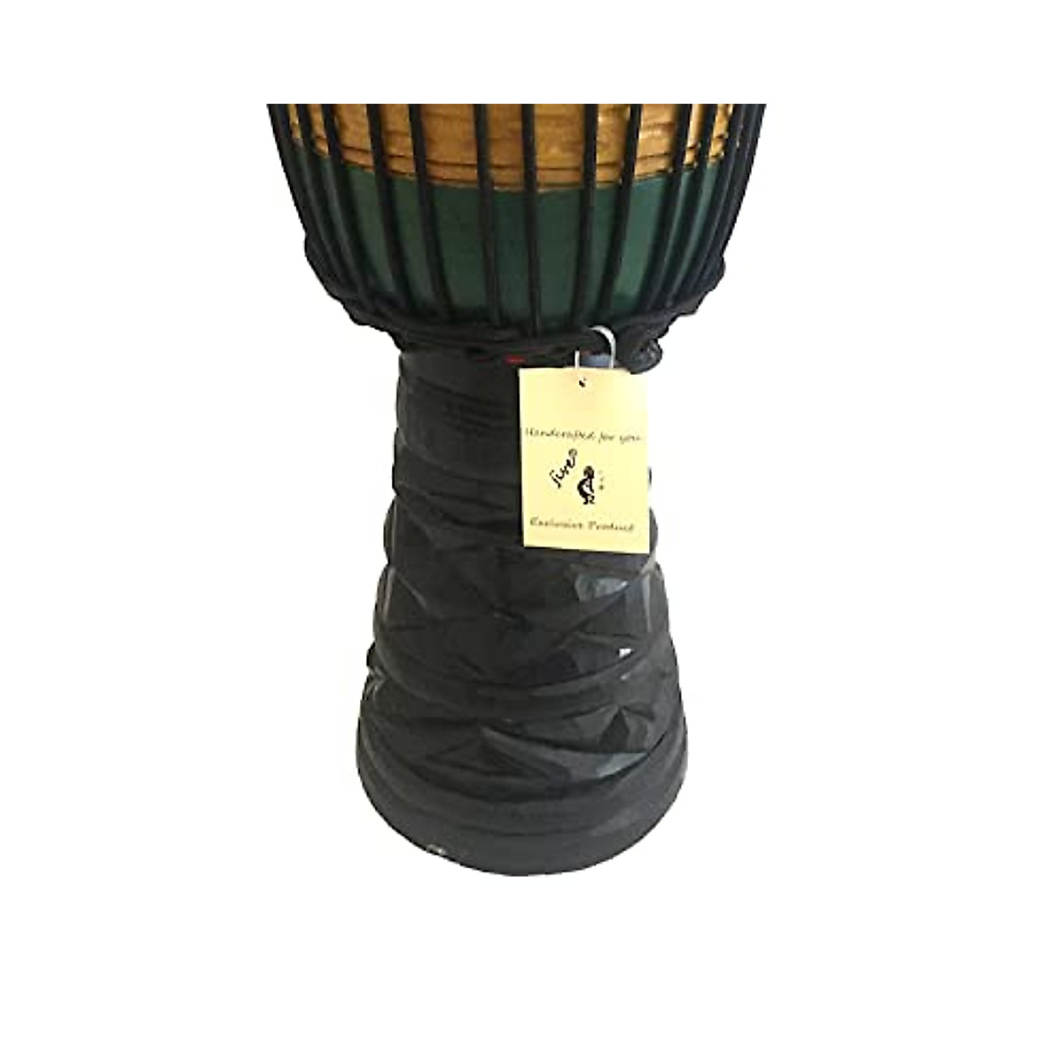 JIVE Djembe Drum Bongo Congo Hand Carved SOLID Mahogany Wood Drum LARGE 16" High African Rasta Drum - Professional Quality - JIVE BRAND