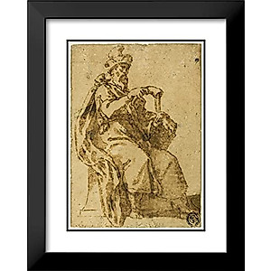 ArtDirect Cesare Nebbia 14x18 Black Modern Frame and Double Matted Museum Art Print Titled - Samuel Enthroned (1586-89)