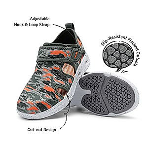 DREAM PAIRS Unisex-Child Closed Toe Water Shoes Quick Dry Aqua Sneakers, Grey/Orange - 2 Little Kid (SDWS2301K)