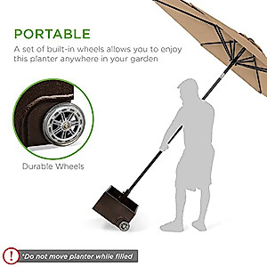 Best Choice Products 150lb Capacity Portable Steel Umbrella Base Stand for Outdoor, Patio, Garden, Market w/Fillable Planter, Drainage, 2 Adjustment Knobs, Handle, Wheels
