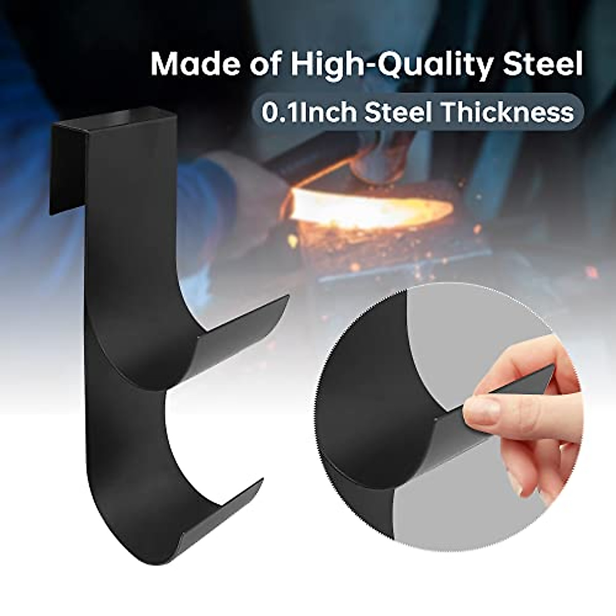 Jantens Set of 2 Fence Hooks, Heavy Duty Fence Hooks for Pool Poles, Pool Brush, Pool Skimmer, Pool Hose and Other Pool Equipment, Fits 3/4 Inch to 1-1/4 Inch Aluminum Fence or Railing, Black