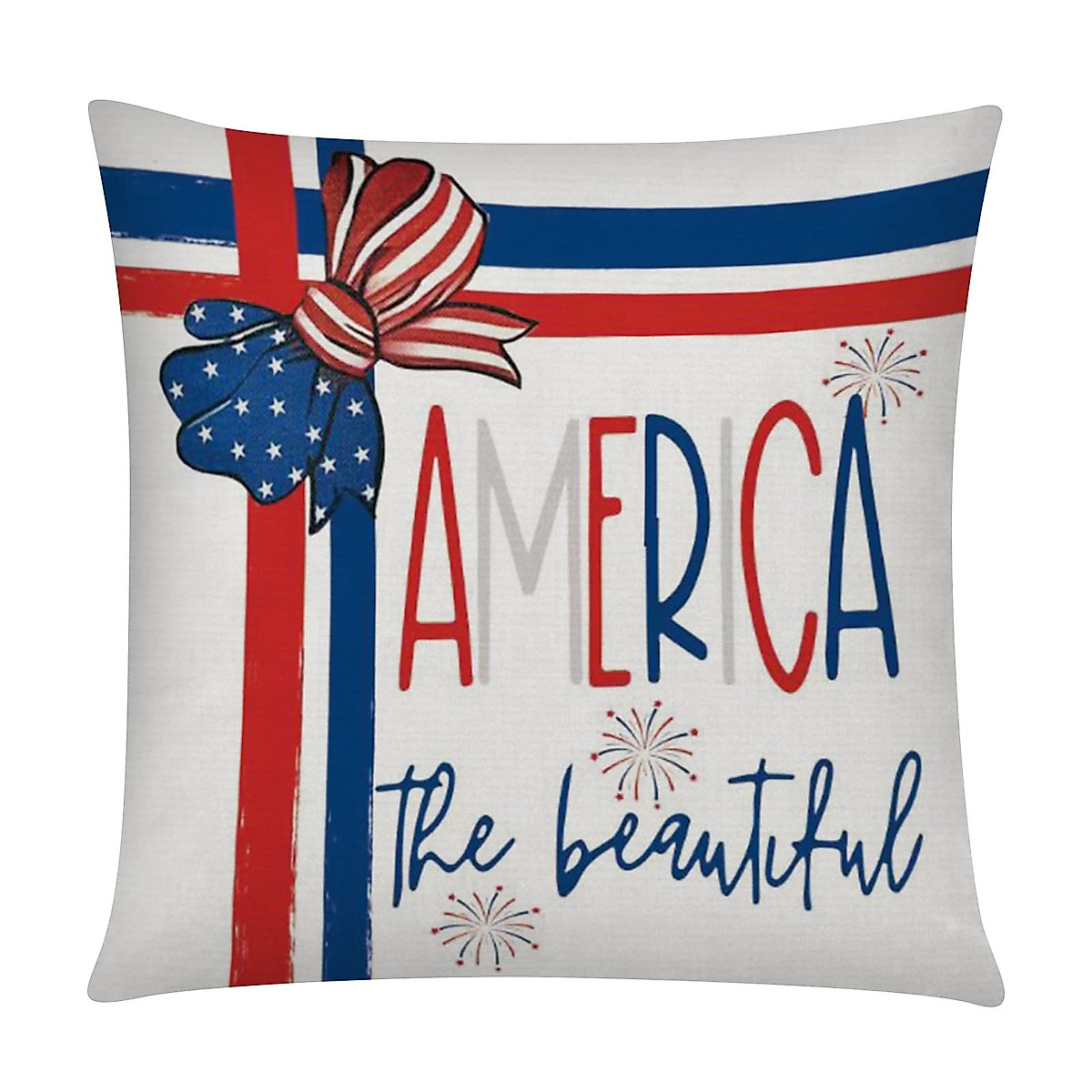 COMMINY 4th of July Pillow Covers 18x18 Set of 6 Patriotic Stripes Throw Pillow Cover American Flag Pillow Case Independence Memorial Day Decorations for Couch Home Outdoor