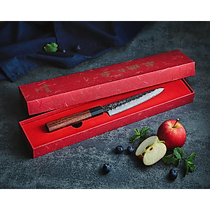 HEZHEN 6" Utility Knife, Clad Steel Composite Forging Steel Universal Knife, Petty Knife Paring Fruit Peeling,Japanese Style Kitchen Knife,Natural Wood Octagonal Handle