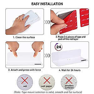 OAPRIRE White Floating Shelves Wall Mounted Set of 2 - Easily Expand Wall Space - Acrylic Hanging Shelves for Bedroom, Gaming Room, Living Room, Bathroom, Office with Cable Clips