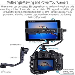 FEELWORLD LUT6 6 Inch 2600nits HDR 3D LUT Touch Screen DSLR Camera Field Monitor with Waveform VectorScope Histogram 4K HDMI Input Output 1920X1080 IPS Panel