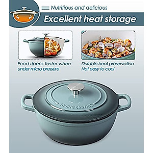 EDGING CASTING Enameled Cast Iron Dutch Oven, 5 Quart Enameled Dutch Oven Cookware Pot, Suitable For Bread Baking, Ideal for Family, Slateblue…