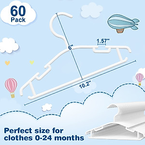 GoodtoU Baby Hangers for Closet 60Pack White Baby Clothes Hangers Bulk Kids Plastic Hangers Toddler Hangers Plastic Infant Hangers for Closet
